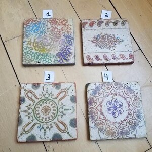 Bohemian Coasters Boho-chic Coasters Hand Painted Personalized Coasters ...