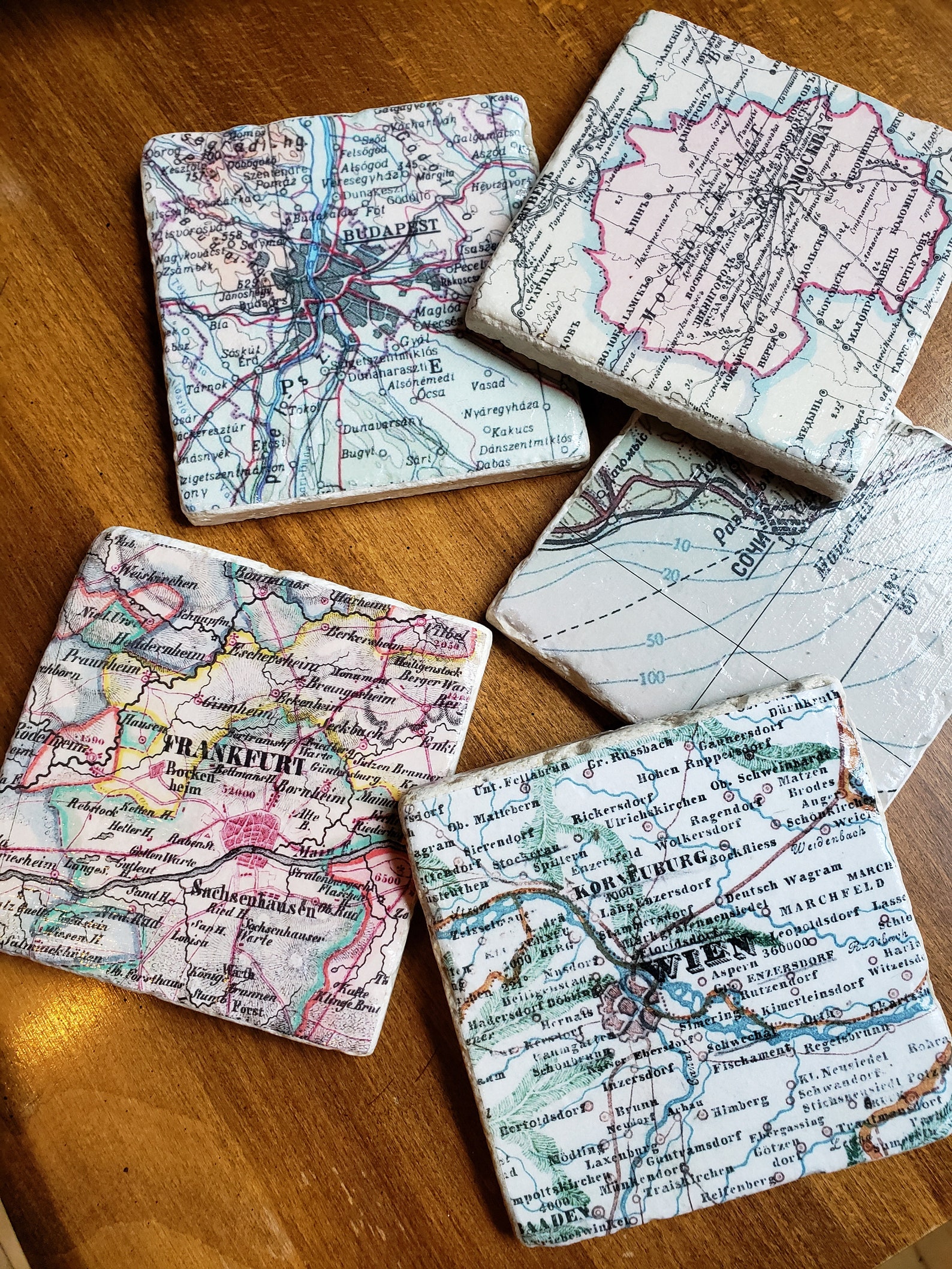 Custom Vintage Map Coasters Personalized Coasters Custom Coasters ...