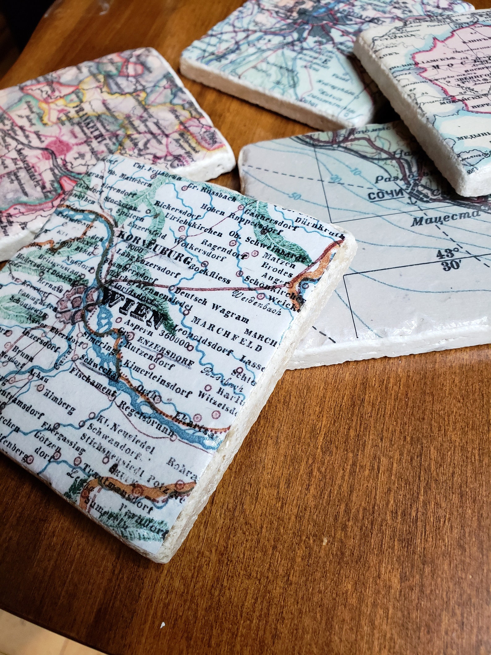 Custom Vintage Map Coasters Personalized Coasters Custom Coasters ...