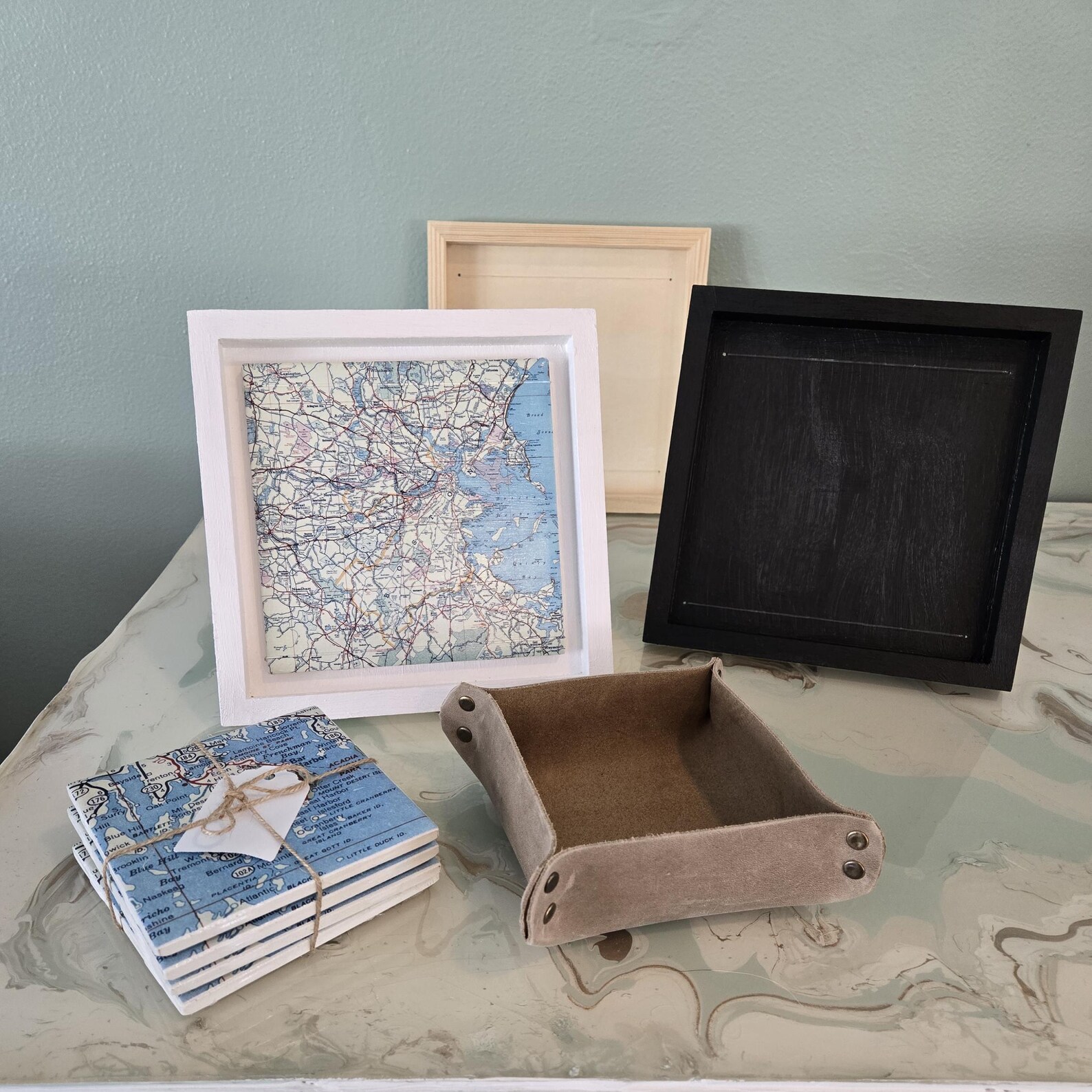 Map Lover Bundle Coaster Holder Custom Map Coasters Map Trivet ...