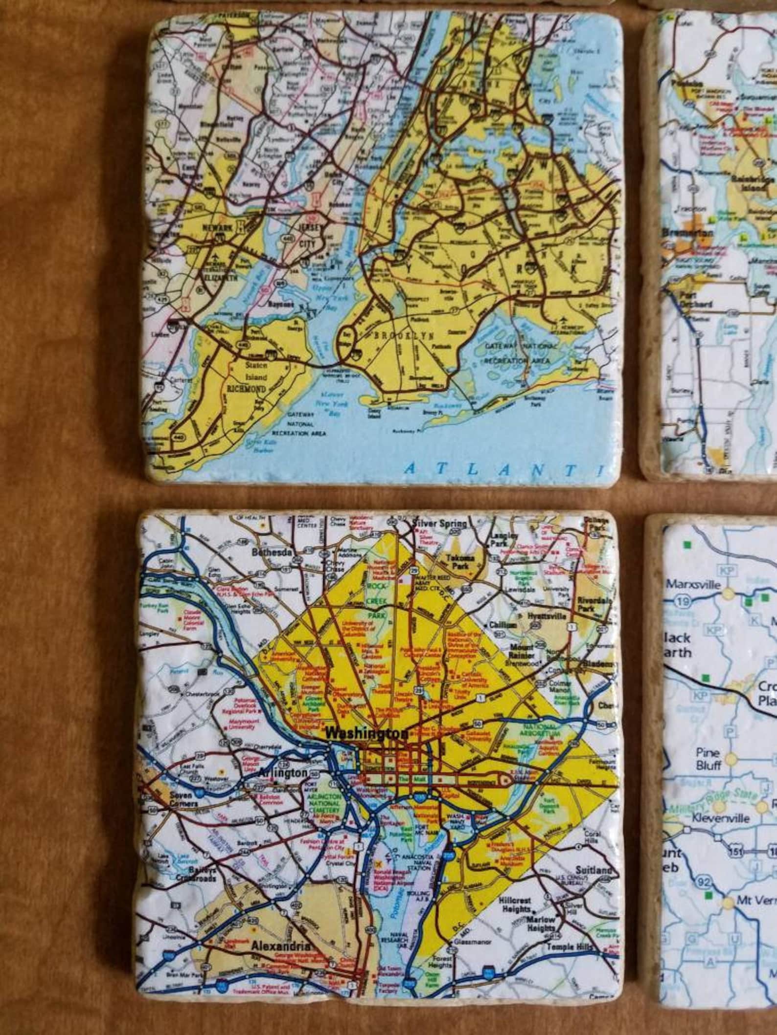 Custom Map Coasters Custom Coasters Personalized coasters City | Etsy