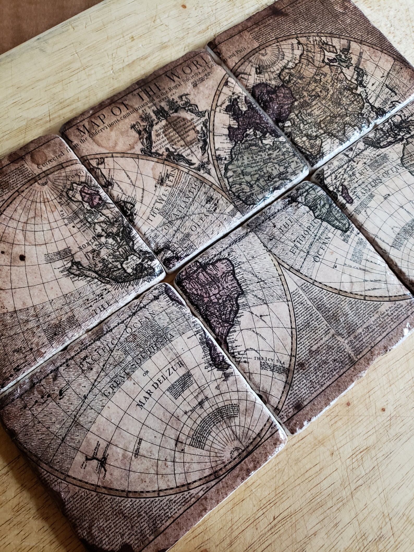 Globe Tan Map Vintage World Map Coaster Set Vintage World Map - Etsy