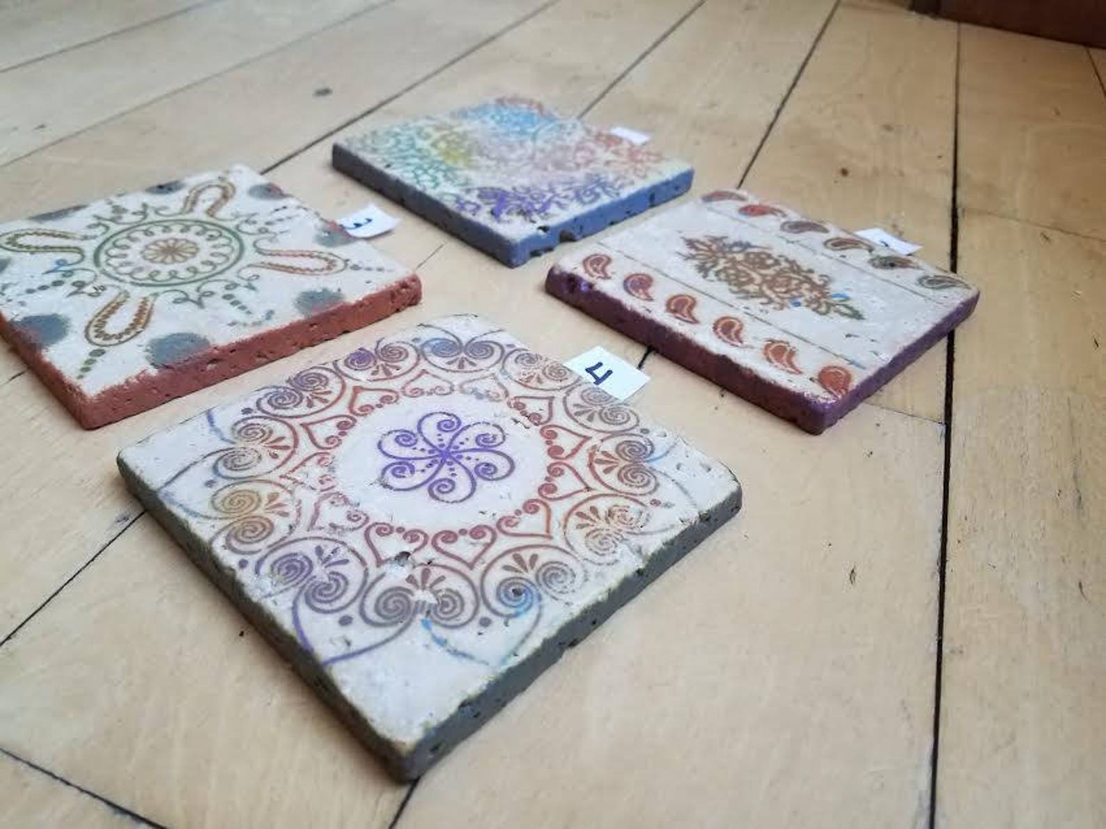 Bohemian Coasters Boho-chic Coasters Hand Painted Personalized - Etsy