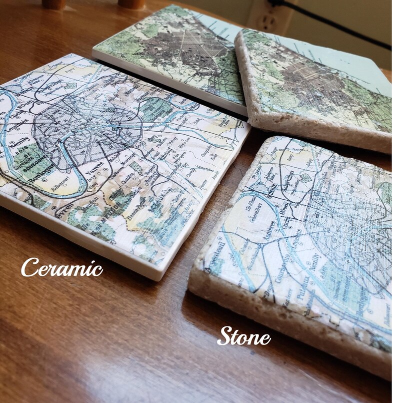 Map Lover Bundle Coaster Holder Custom Map Coasters Map Trivet ...