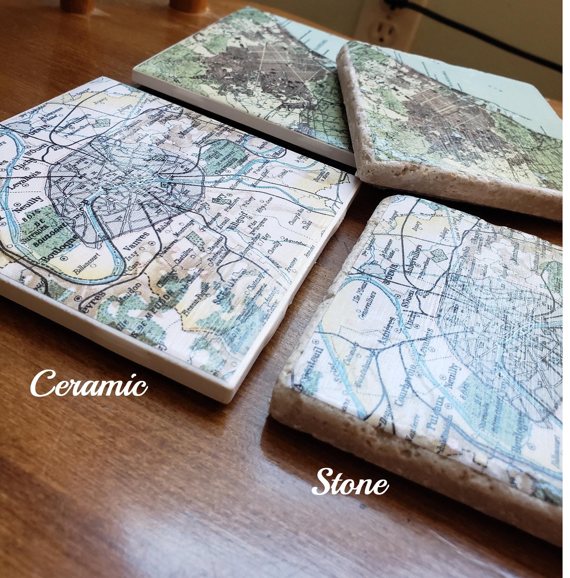 Map Lover Bundle Coaster Holder Custom Map Coasters Map Trivet ...