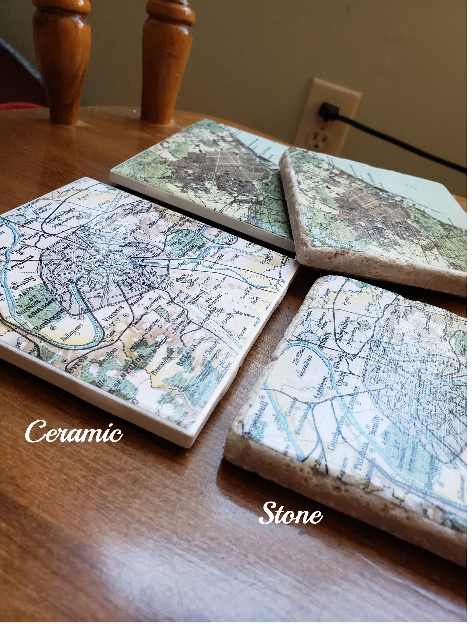 Custom Vintage Map Coasters Personalized Coasters Custom Coasters ...