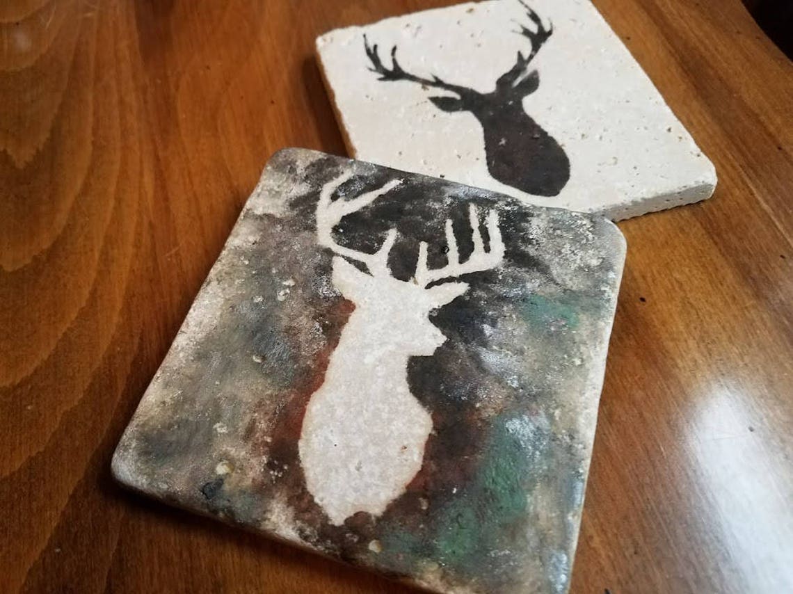 Hunting Gifts Hunters Custom Coasters Personalized Coasters Deer Antler ...