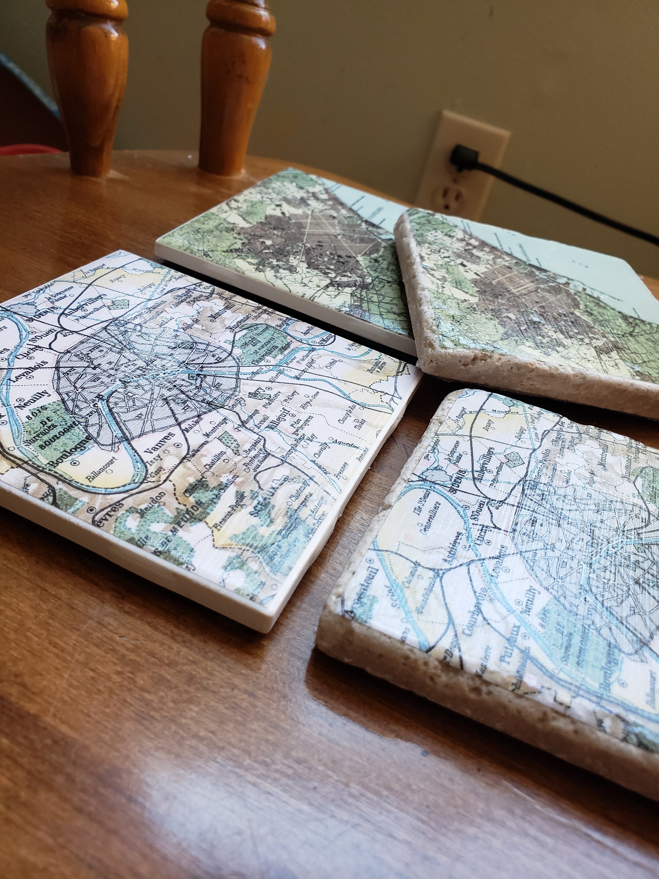 Map Coasters Custom Wedding Coasters Personalized Coasters Old | Etsy