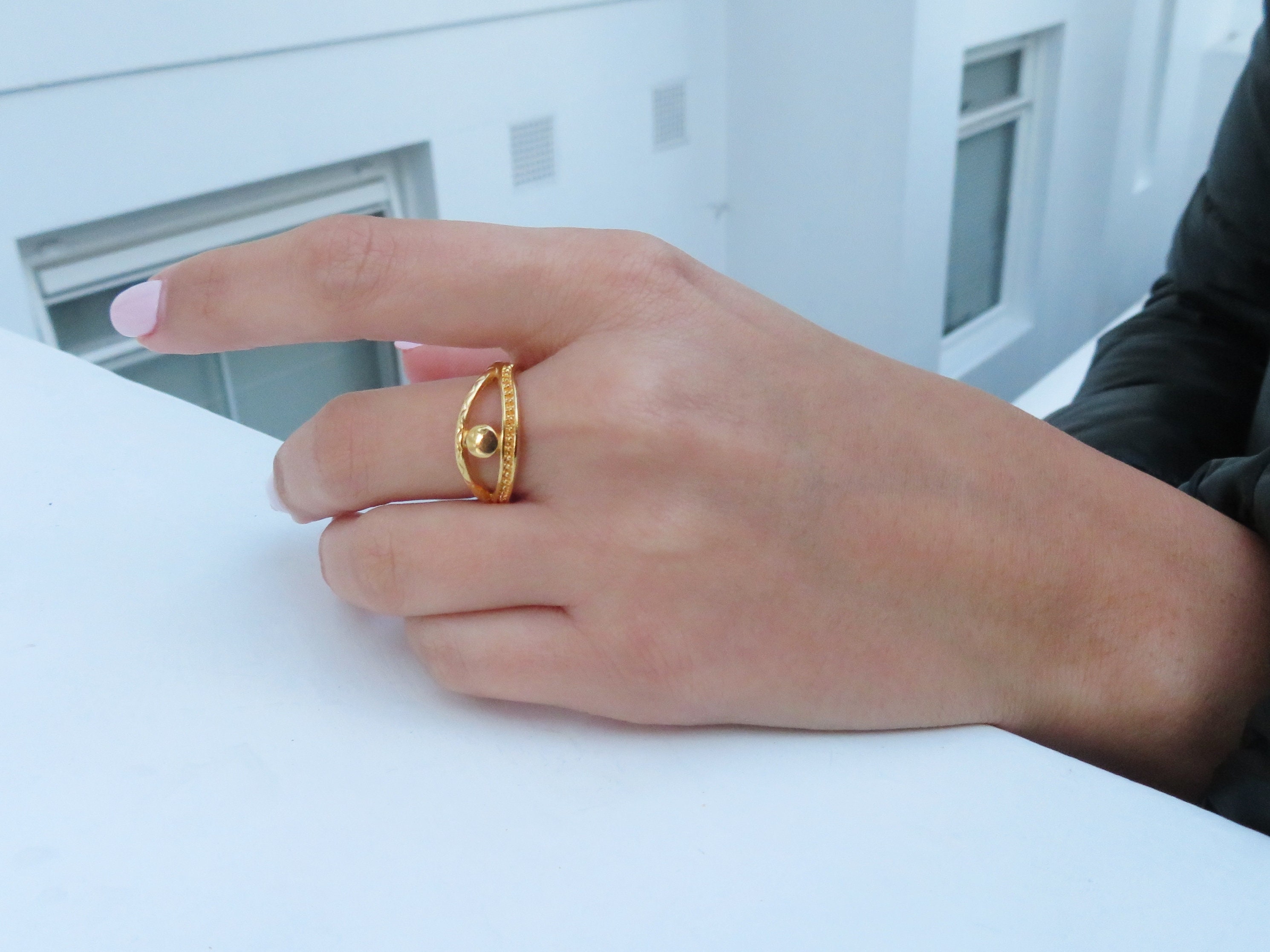 Gold Ring Protection ring for woman gold ring statement | Etsy