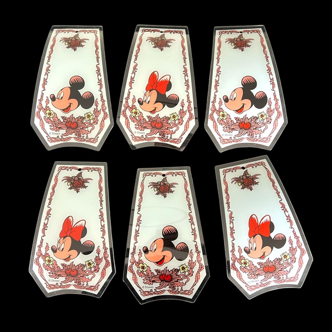 6 Vintage Disney Mickey Minnie Glass Lamp Shade Panels for Touch Lamp ...