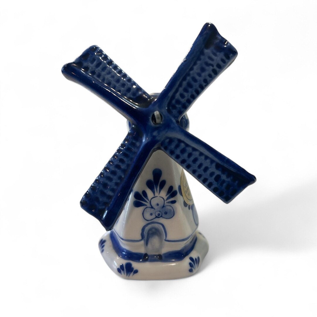 Vintage Ellis Island NY Souvenir Spinning Windmill, 4.5", Delft Blue ...