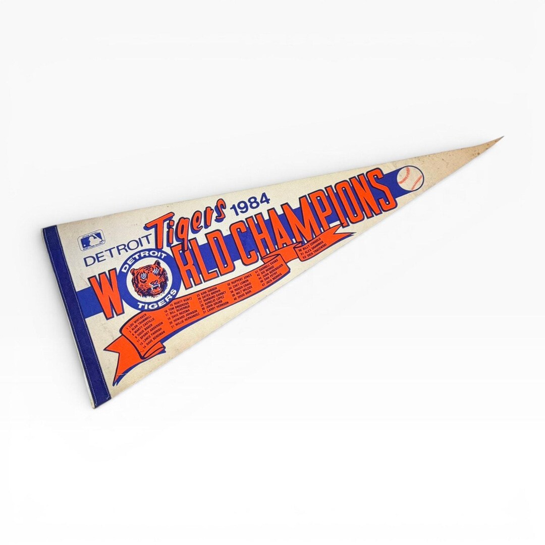Vintage Detroit Tigers 1984 World Champions Felt Pennant Banner 30x12 ...