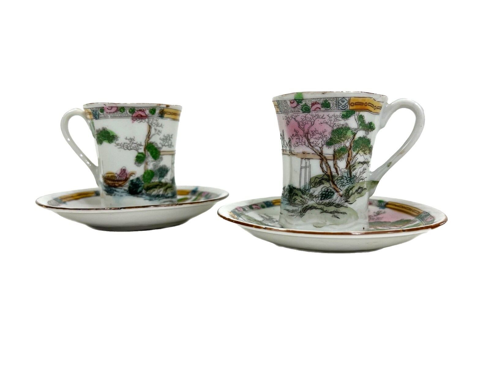 2 Vintage Japanese Demitasse Tea Cups and Saucers Hand | Etsy