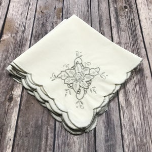 Set of 5 Vintage Dinner Napkins Embroidered Cutwork Napkin | Etsy