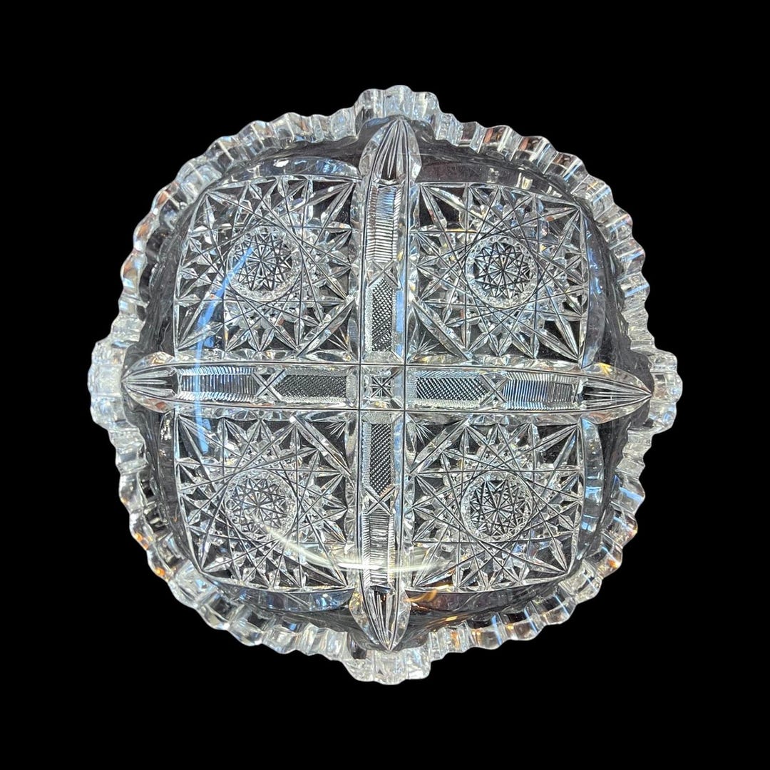 Antique ABP Cut Glass Bowl – 6” Brilliant Period Crystal, Hobstar ...