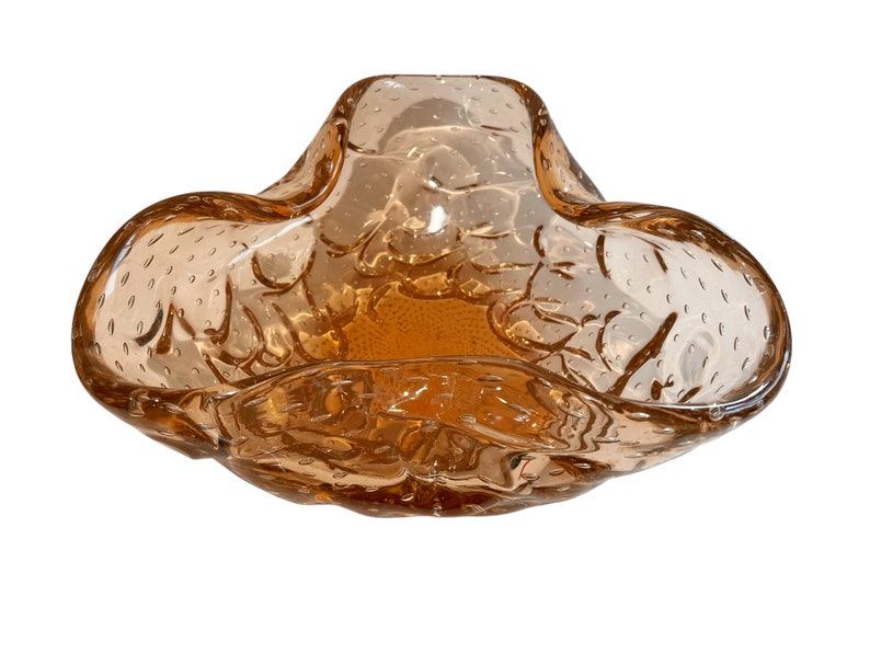 Vintage 12 Art Glass Centerpiece Bowl Heavy Marigold Etsy