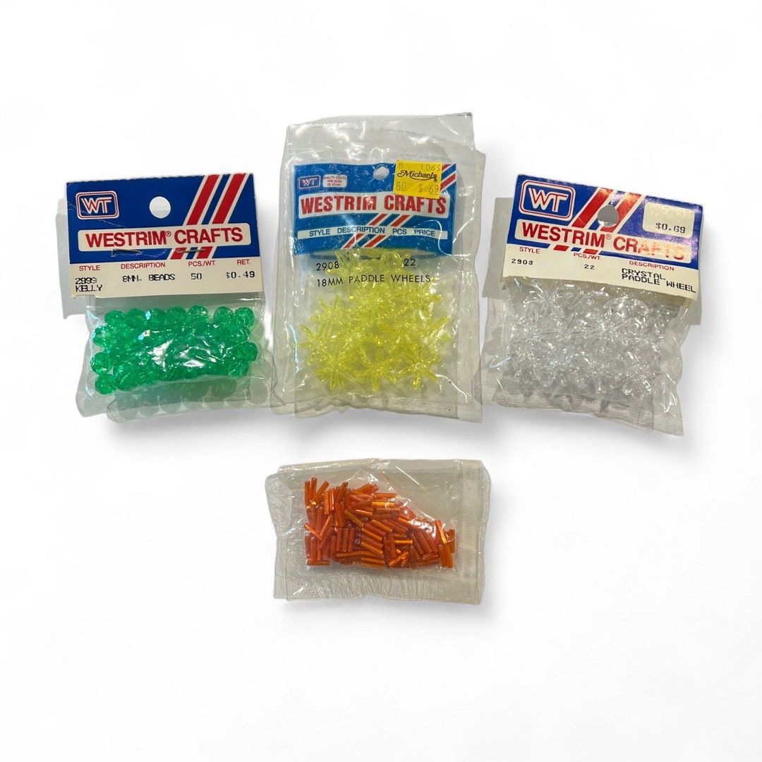 4 Vintage Westrim Crafts Paddle Wheels, 8mm Green Beads, Orange Tube ...