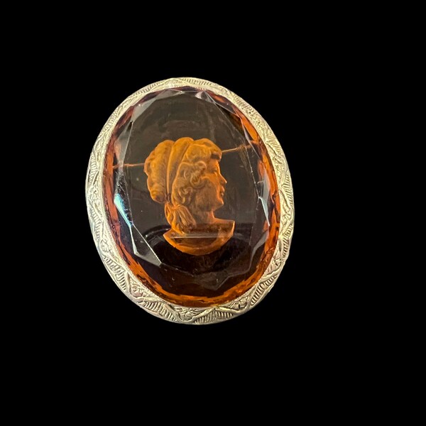 Amber Glass Cameo - Etsy