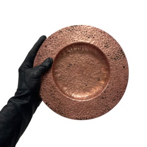 Vintage Hammered Copper 9 Shallow Bowl, Rustic Patina - Etsy