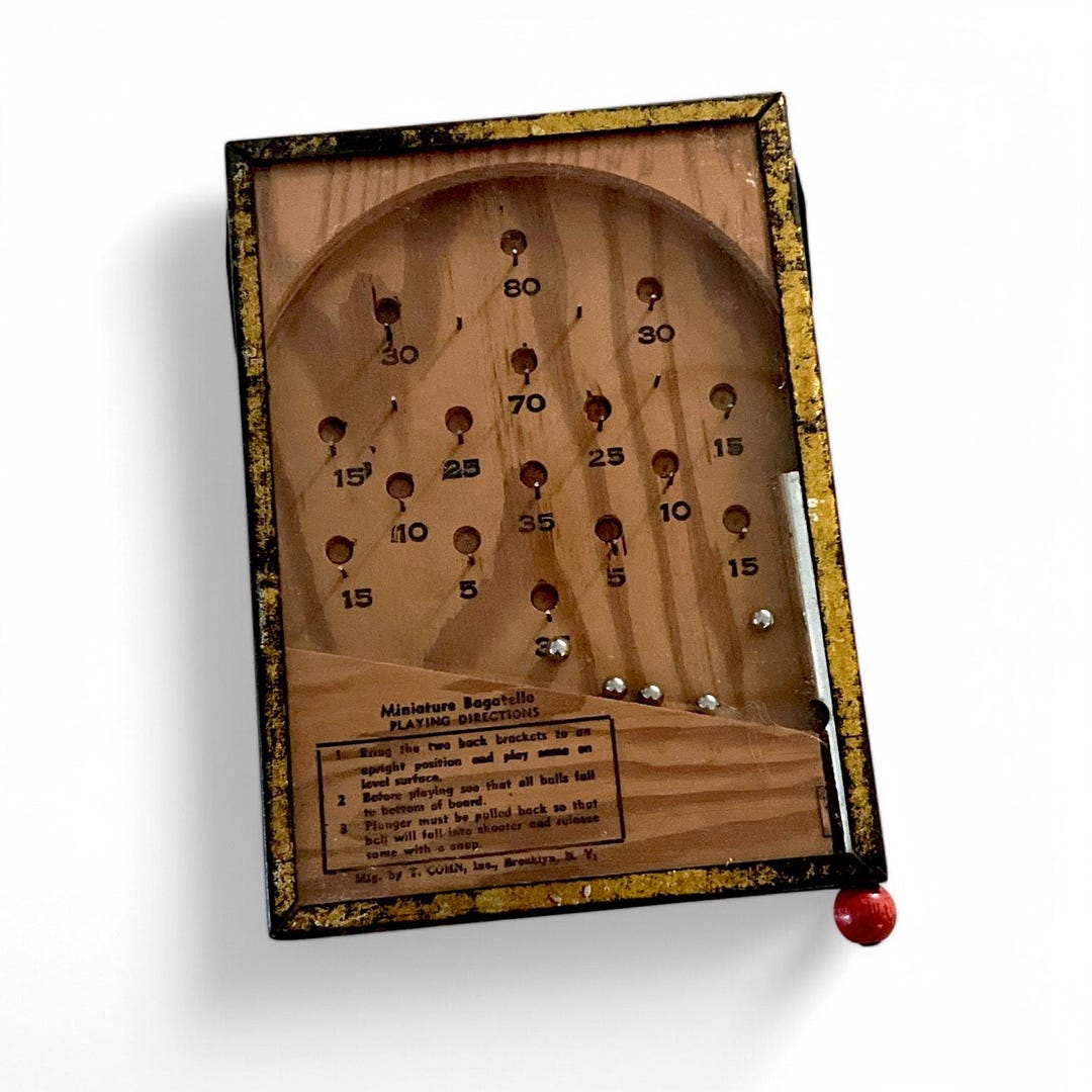 Vintage Miniature Bagatelle Game, T Cohn Inc, Wood Table Top Toy - Etsy