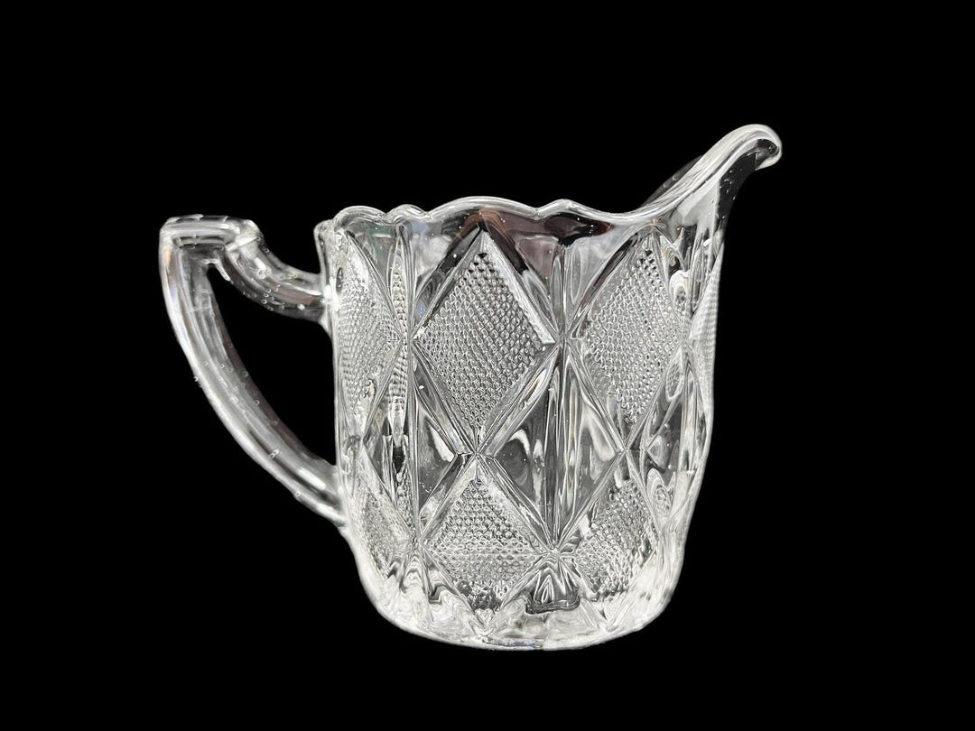 Vintage EAPG Creamer Diamond Panel Pattern Clear, Small Pressed Glass ...