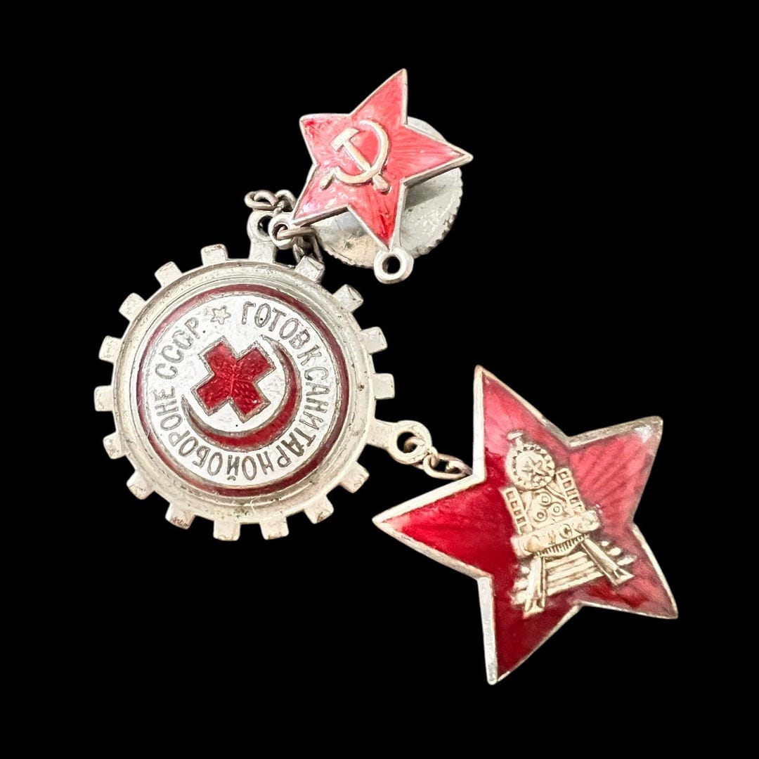 Vintage Russian Soviet Red Cross Badge, Sanitary Defense, USSR Red ...