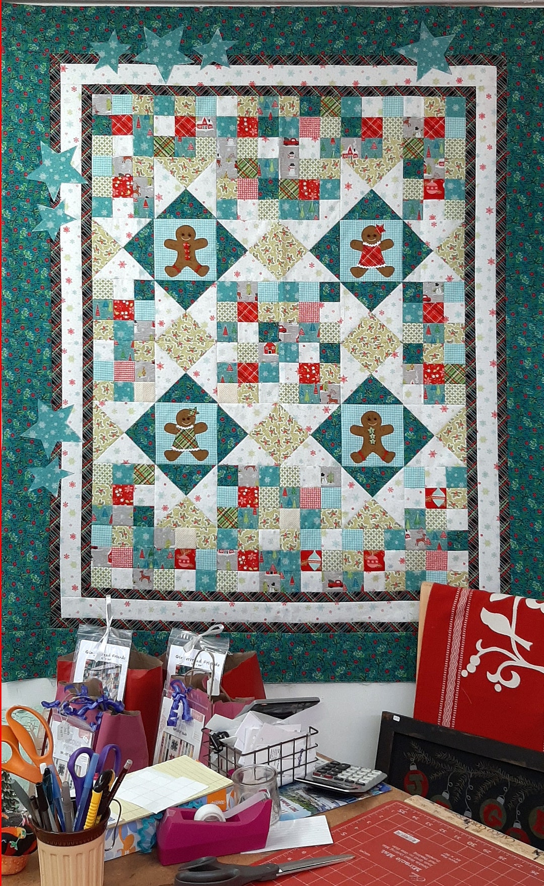 Gingerbread Friends Quilt Pattern, Christmas Holiday Quilt, 52" X 64 ...