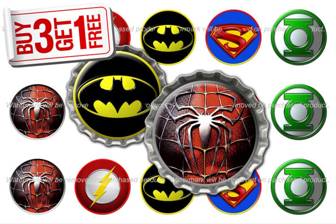 Superheros Bottle Cap Images 1 Inch Size Suitable for Hair - Etsy
