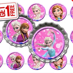 Frozen Pink Bottle Cap Images 1 Inch Size Suitable for Hair Bows ...