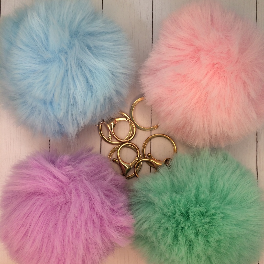 Pom Pom ADD ON 4 Inch Premium Large Size Pom-pom Key Chain With Gold ...