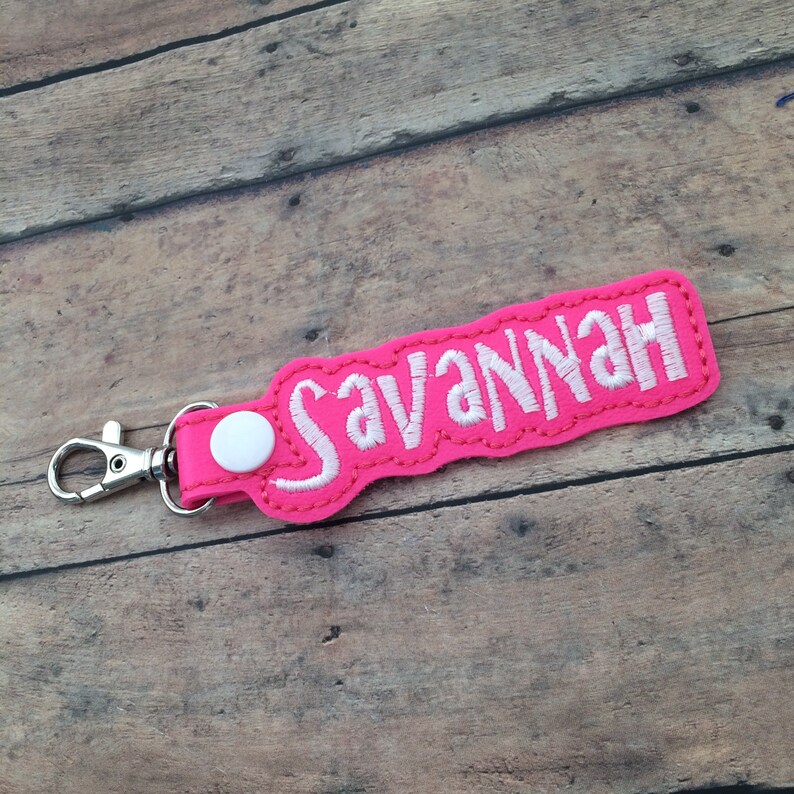 Hot Pink Embroidered Custom Name Tag: Personalized Keychain Backpack Luggage Purse - Etsy