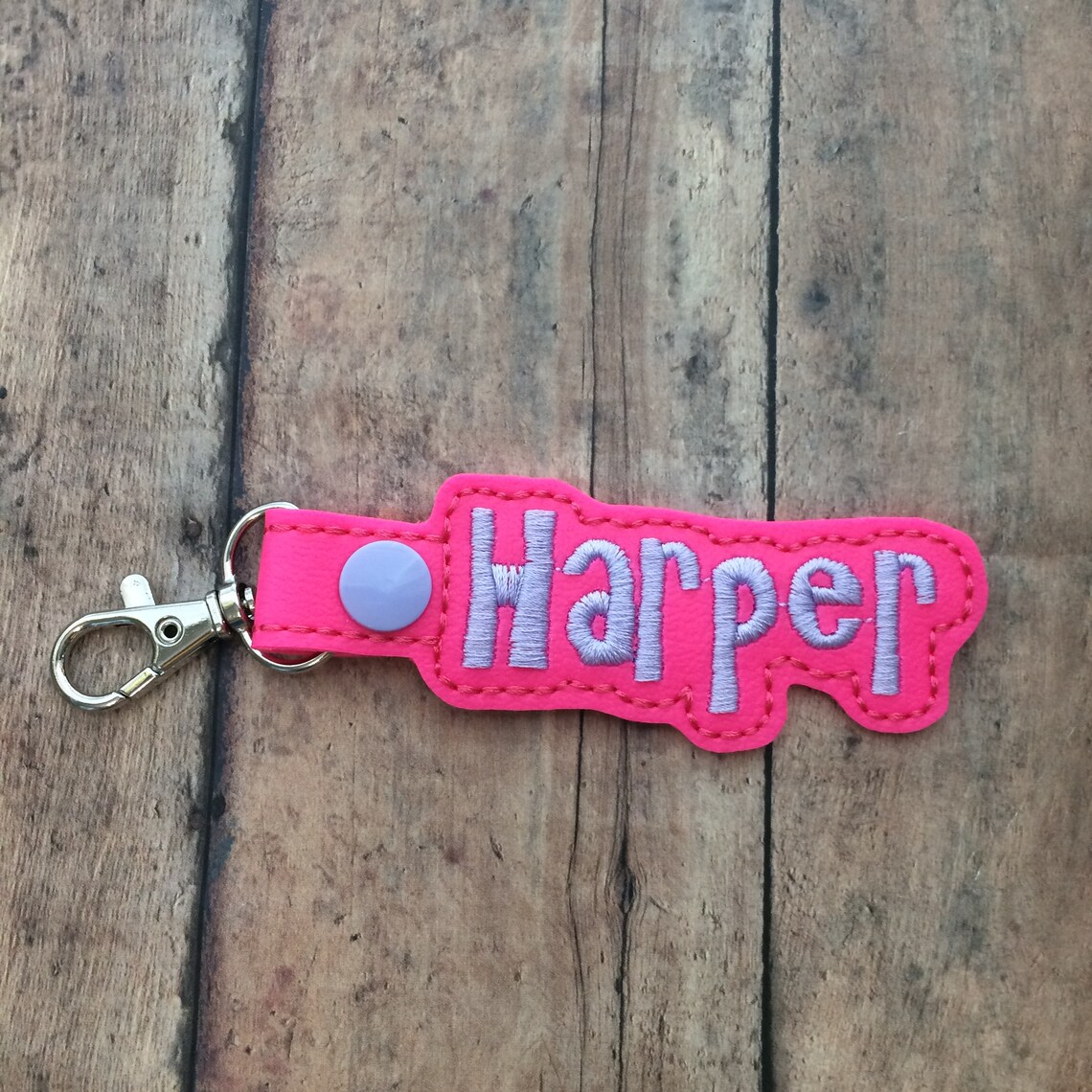 Hot Pink Embroidered Custom Name Tag: Personalized Keychain Backpack Luggage Purse - Etsy