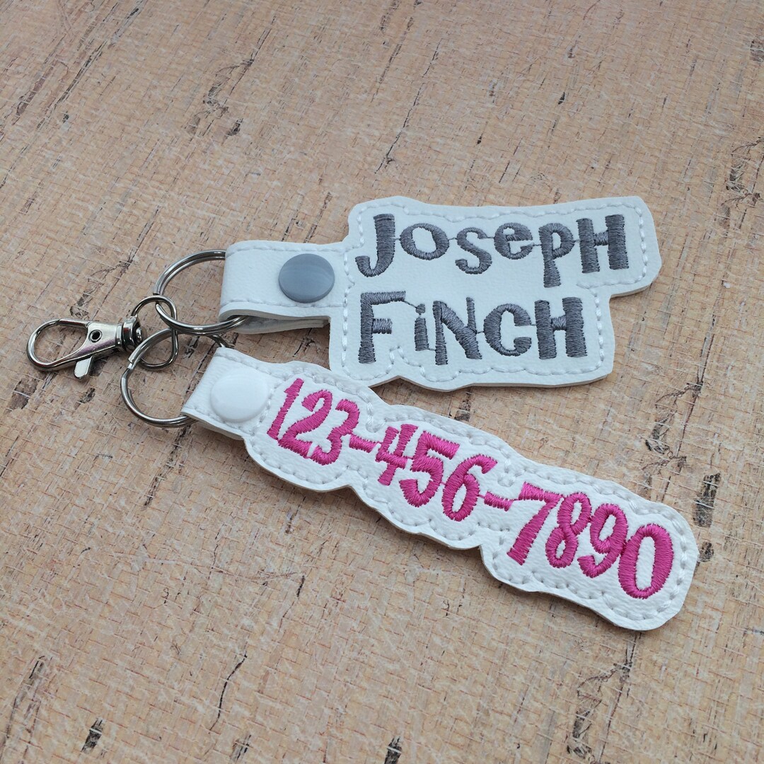 Personalized Embroidered Backpack Tag Set: Name & Phone Number ...