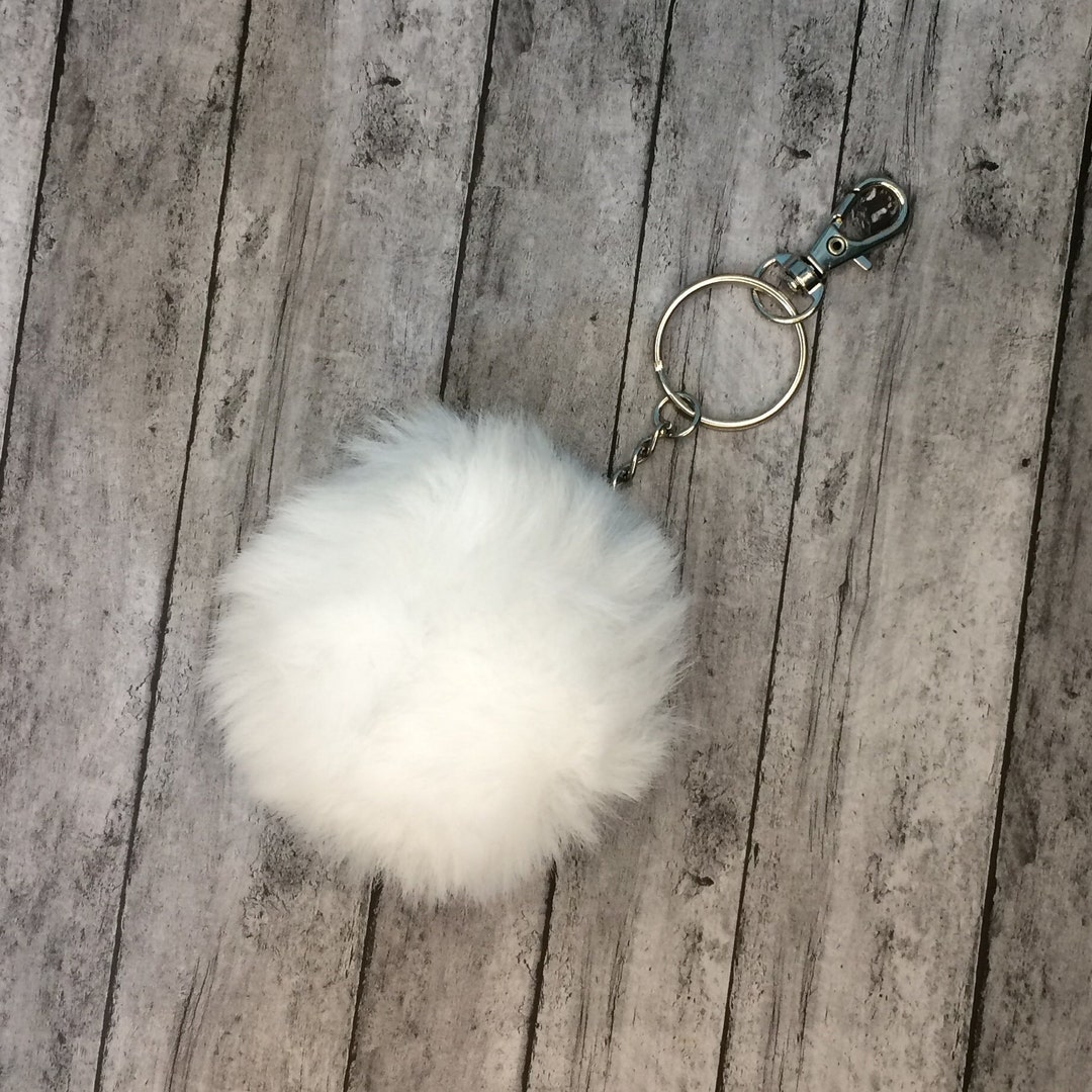 Pom Pom ADD ON 3 Inch Deluxe Medium Size Pom-pom Key Chain With Silver ...