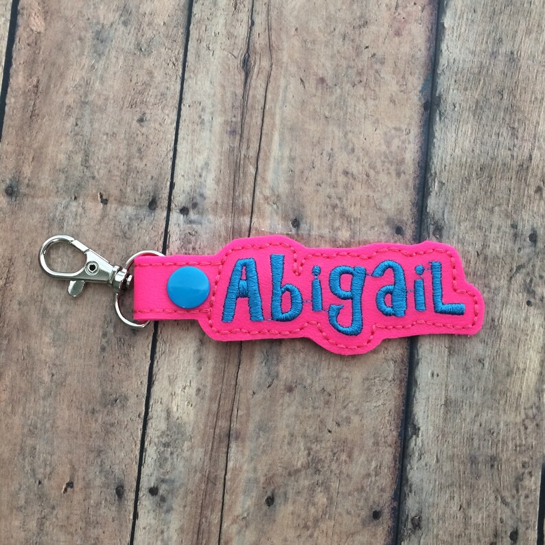 Hot Pink Embroidered Custom Name Tag: Personalized Keychain Backpack Luggage Purse - Etsy