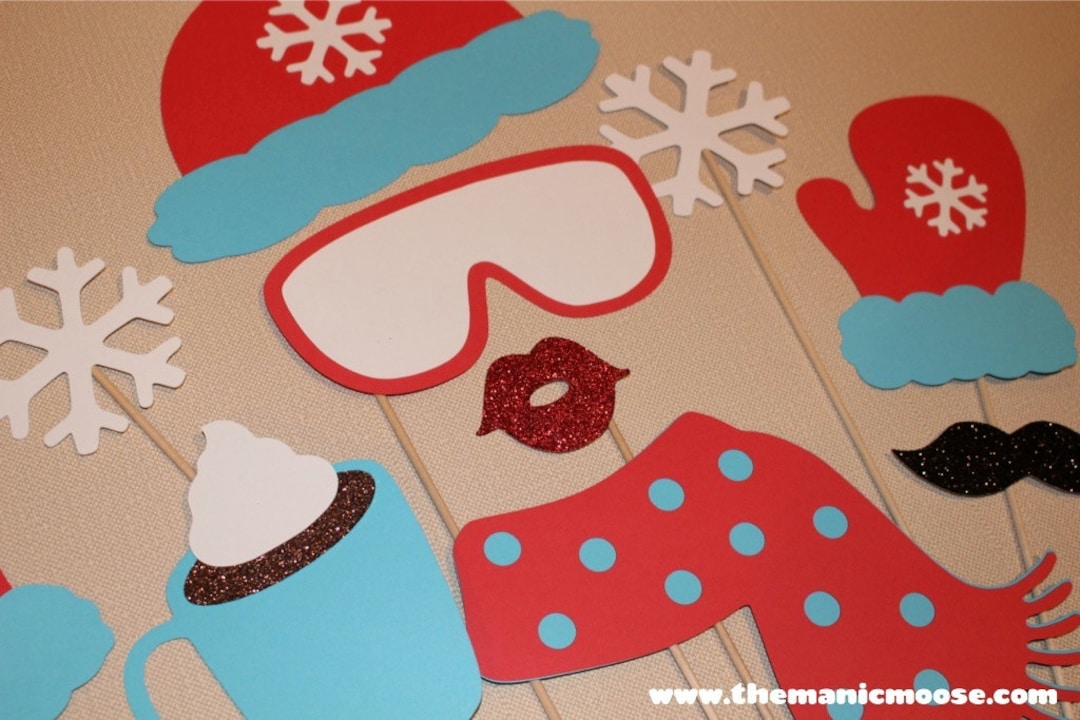 Winter Photo Booth Props - 10 Piece Set - GLITTER Photobooth Props ...