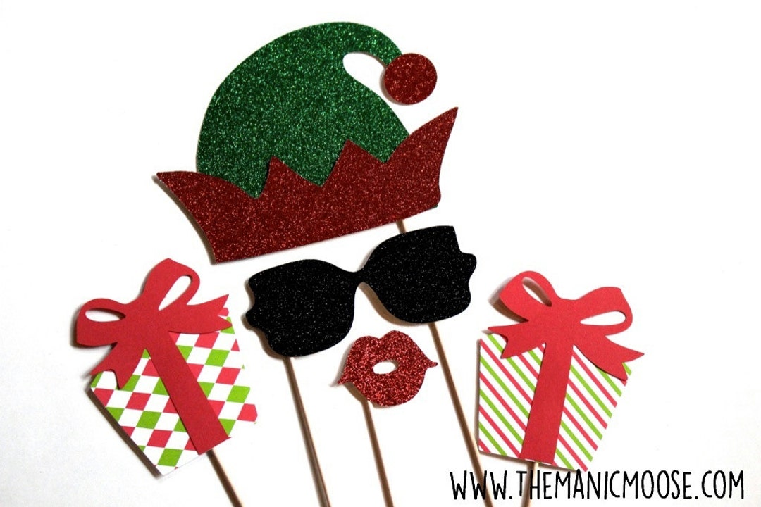 Christmas Elf Photo Booth Props ~ Set of 5 Props With Glitter ...