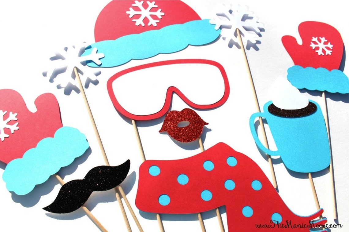 Winter Photo Booth Props - Glitter Ski Bunny Set, 10 Piece - Etsy