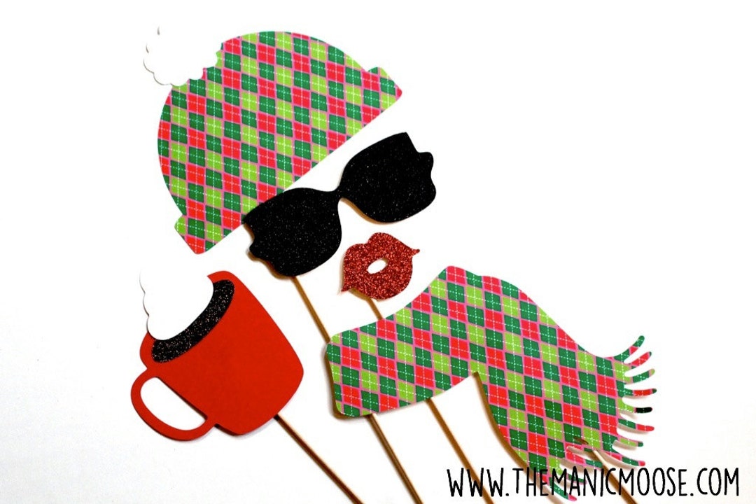 Winter Photo Booth Props ~ 5 Piece Set ~ Winter Chic Prop Set ~ GLITTER ...