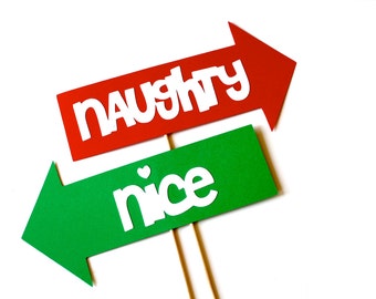 Holiday Props Naughty and Nice Arrows Naughty or Nice Signs - Etsy