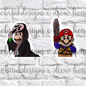 Ghostface Luigi and Chainsaw Mario *waterproof* Stickers - Etsy