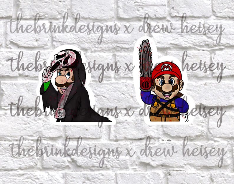 Ghostface Luigi and Chainsaw Mario *waterproof* Stickers - Etsy