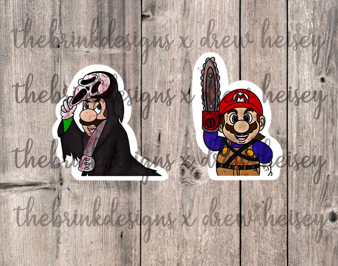 Ghostface Luigi and Chainsaw Mario waterproof Stickers - Etsy