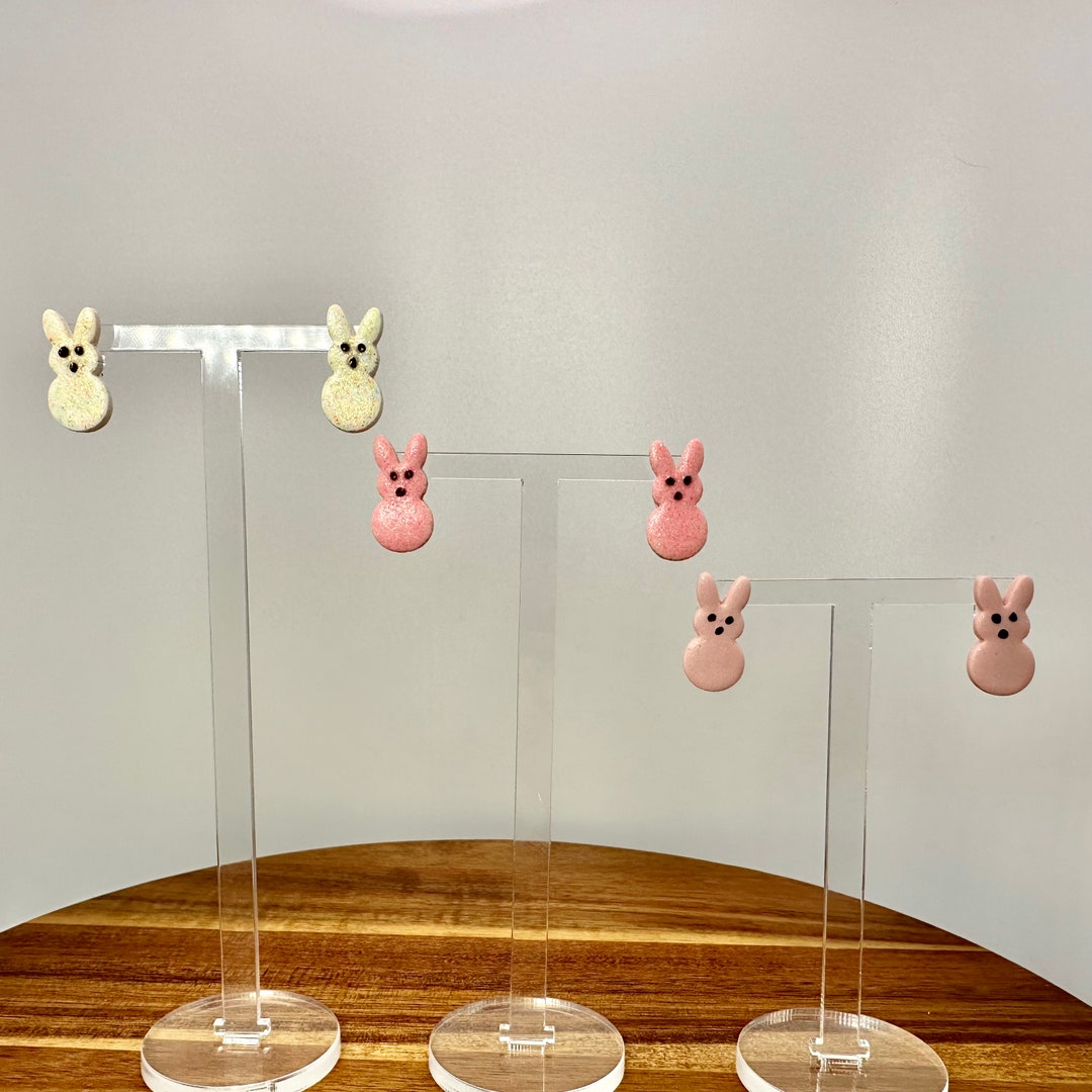 Marshmallow Bunny, Easter Jewelry, Handmade Polymer Clay, Nickel Free ...