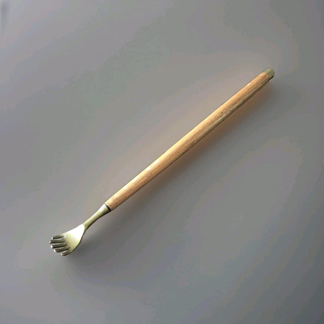 Back Scratcher Removeable Brass Hand Five Fingers Wood Handle-19 Inch ...