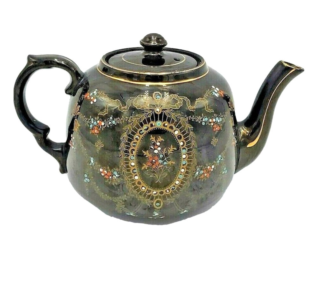 Gibson and Sons Limited Burslem Teapot Brown Garfield England Embossed ...