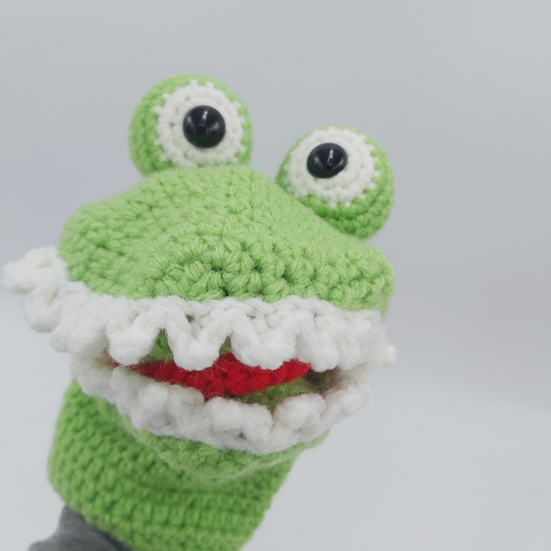 Mr Crocodile Puppet Crochet Handmade With Tongue Teeth Spikes & Big ...