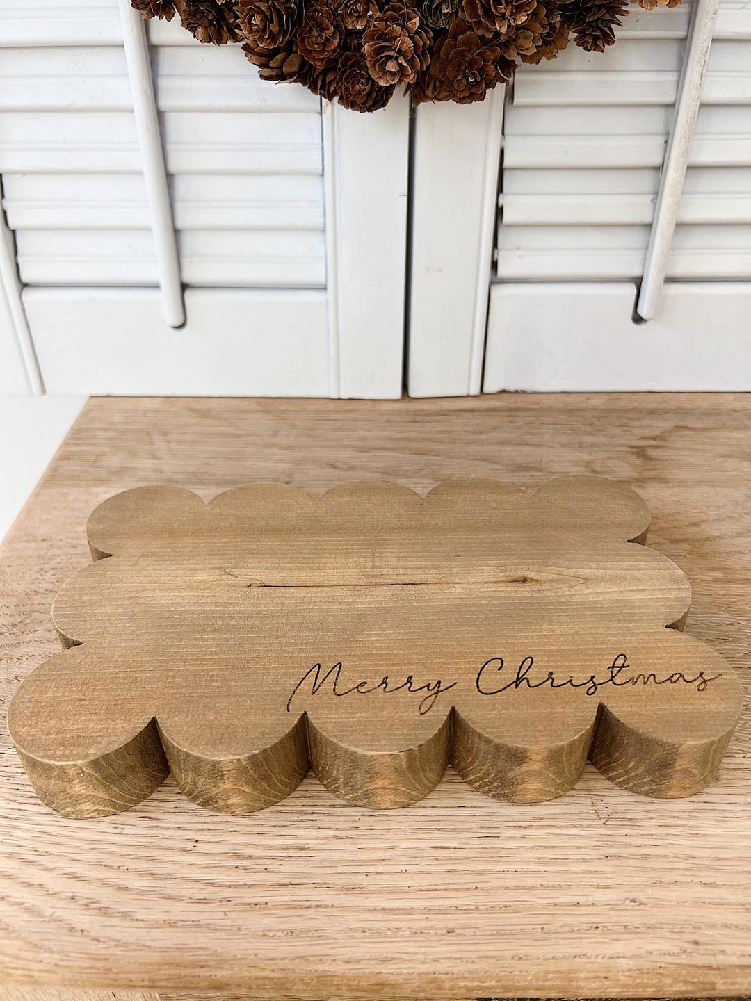 Merry Christmas Scallop Board Riser - Etsy
