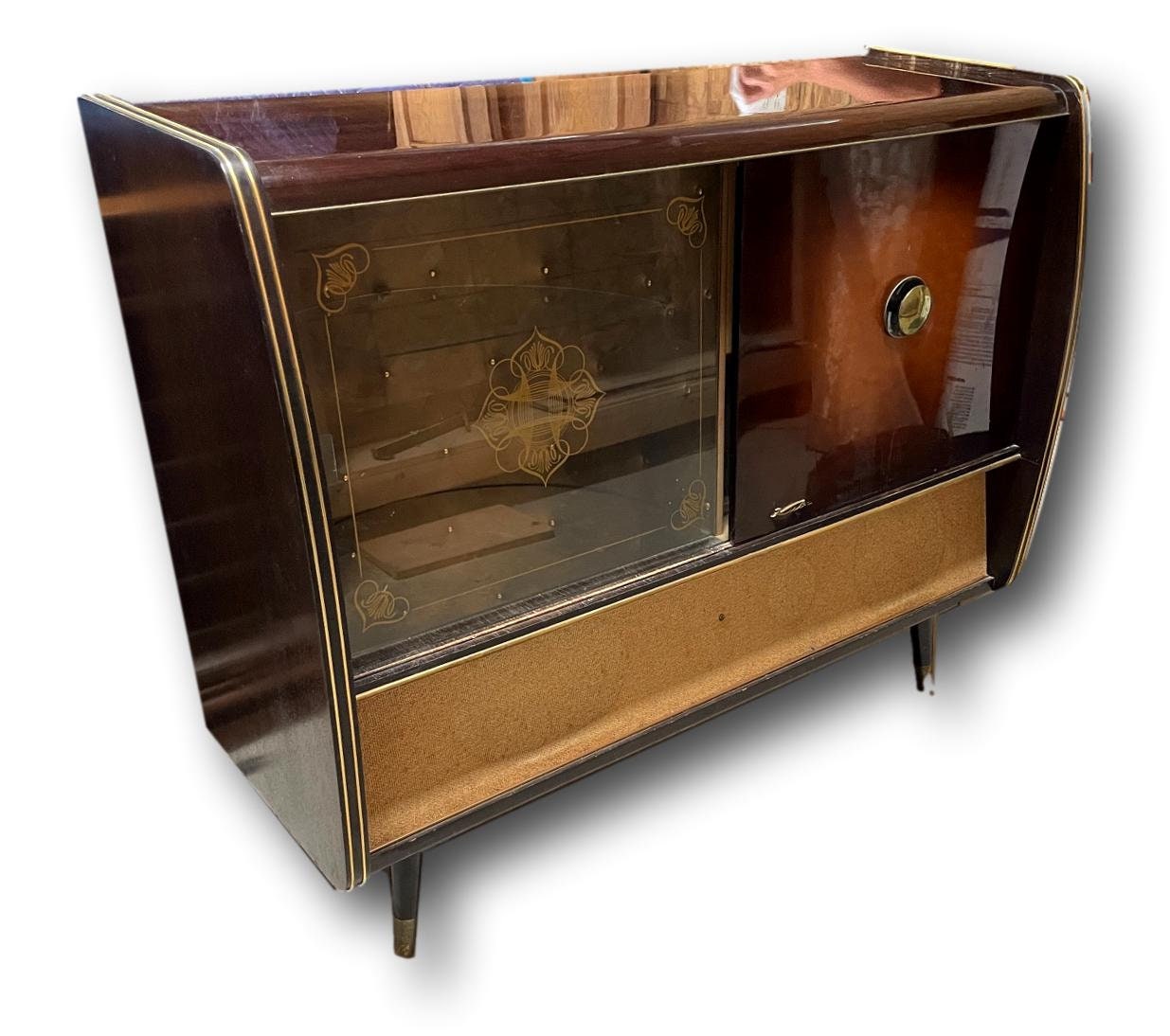 MCM mid century modern vintage Grundig stereo console turntable radio ...