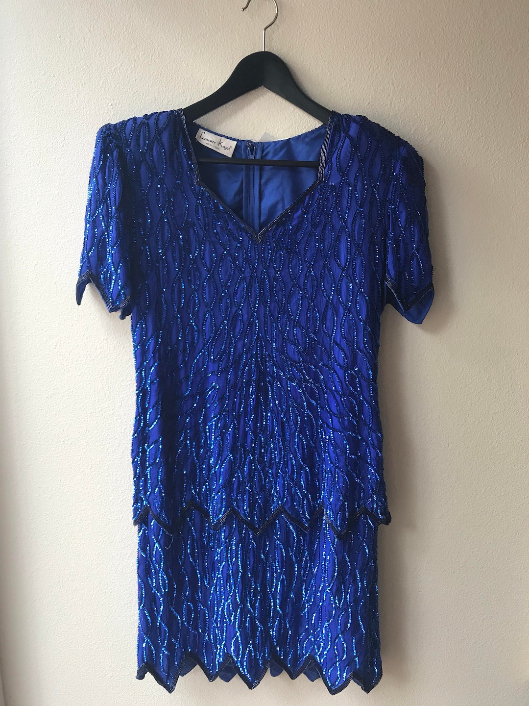Cobalt Blue Sequin Cocktail Party Dress | Petite Medium - Etsy